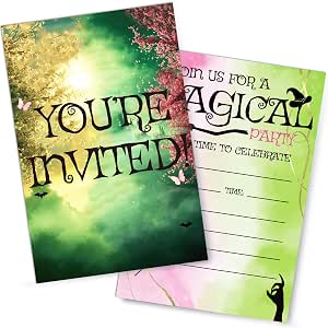 Amazon.com: Witch Birthday Invitations Girl Wizards Party Invites with ...