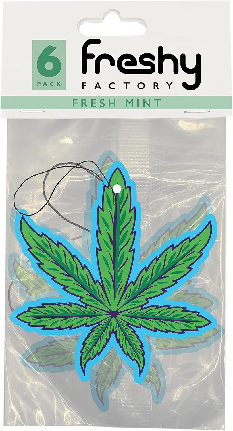 Amazon.com: Weed Leaf Car Air Freshener Mint Scent Freshy Factory (6 ...