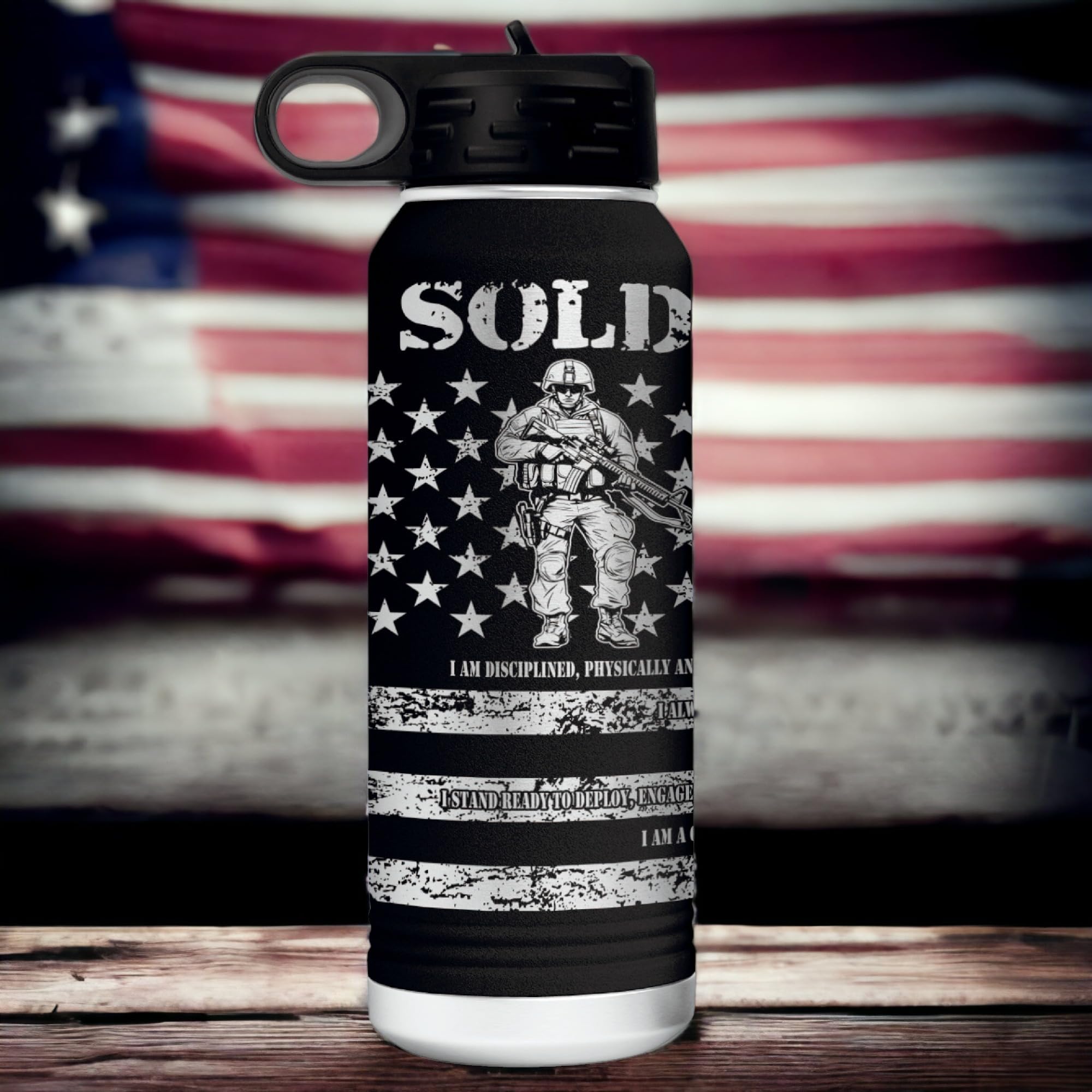 Snapklik.com : Soldiers Creed 32 Ounce American Flag Double Walled ...