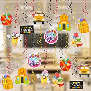 Amazon.com: CCINEE 30 Pieces Back to School Hanging Swirls Decoration First Day of School ...