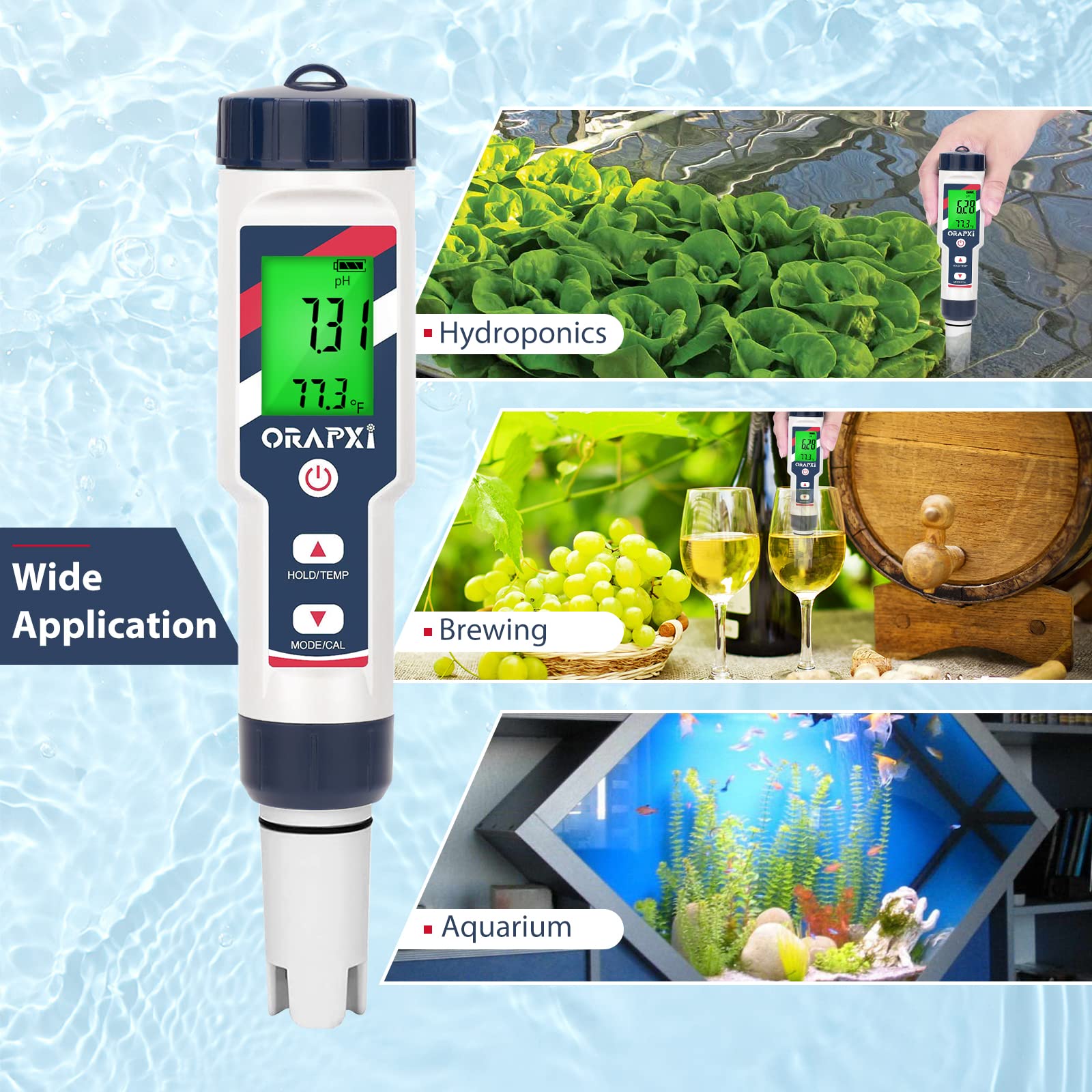 ORAPXI pH Salinity Tester 5 in 1 pH Salt TDS EC Temp Meter for ...