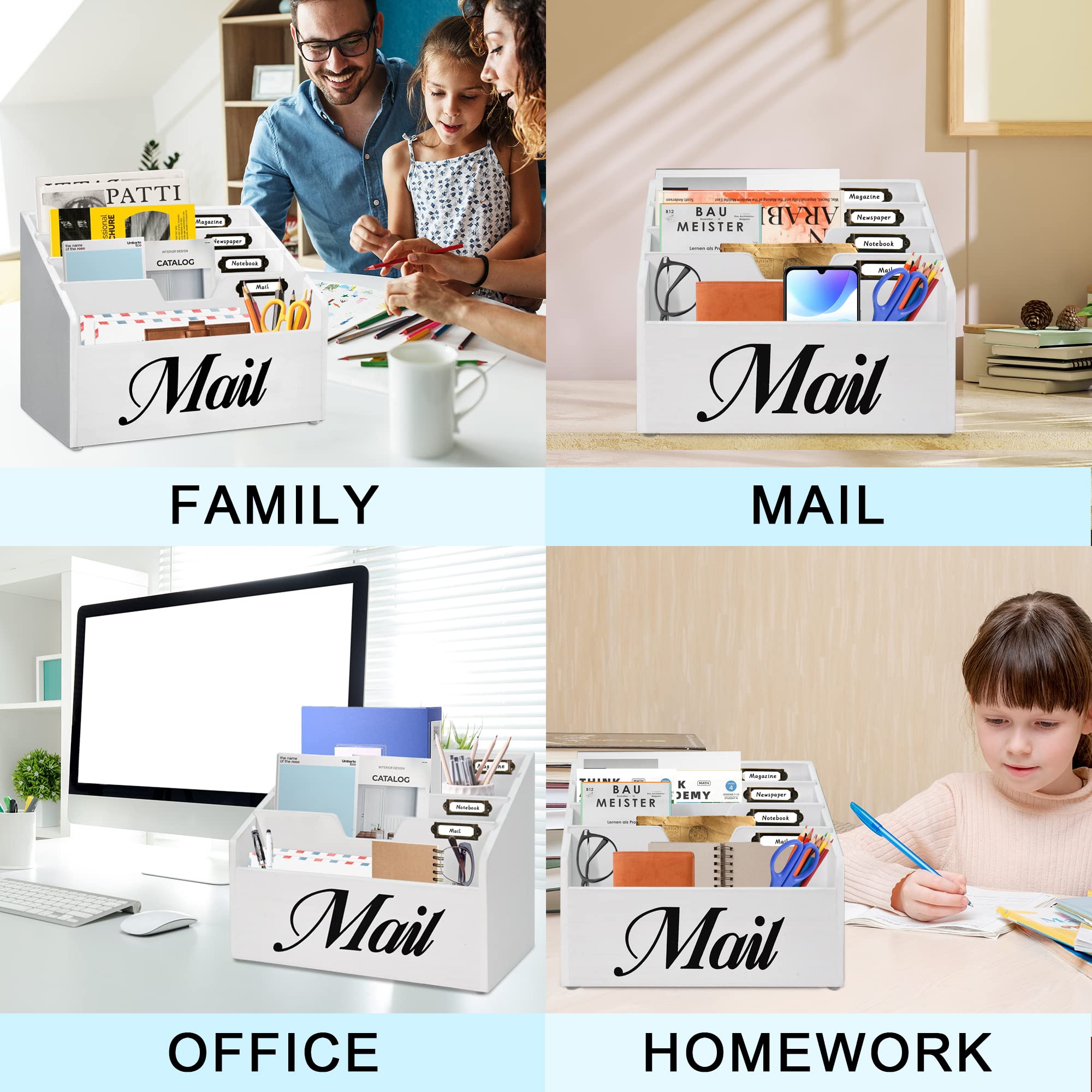 Snapklik.com : PICKKROSS Rustic Mail Organizer For Desk, Mail Holder ...