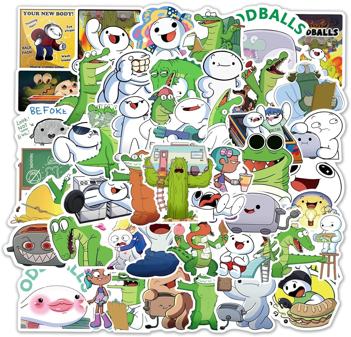 Amazon.com: Cartoon TV Play Oddballs Stickers, James Cute Crocodile Max ...