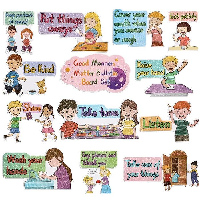 Buy 13 Pack Good Manners Poster Class Rules Posters Decorations Set ...
