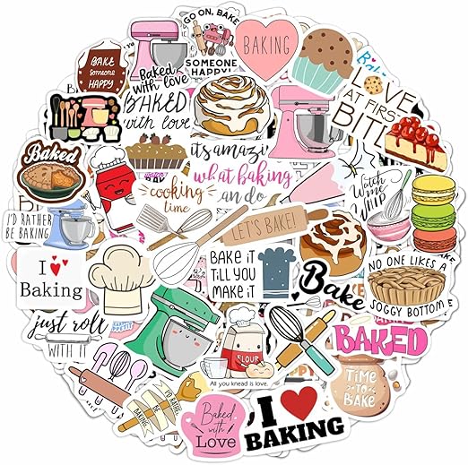 Amazon.com: 100Pcs Baking Stickers Funny, Bakery Stickers for Water ...