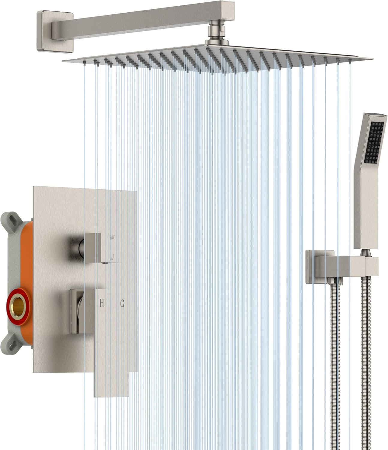 Shower System, Shower Faucet Set for Bathroom with 12 Inch Rain Shower ...