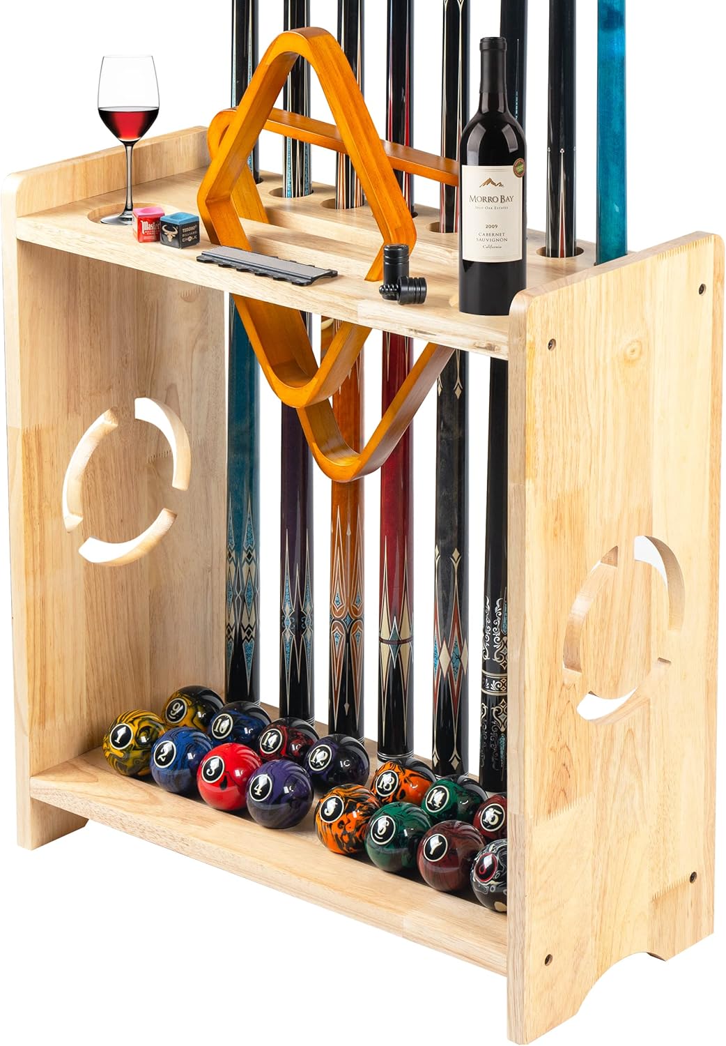 Amazon.com: Billmart Pool Stick Holder Floor Stand, 8 Cues Solid Wood ...