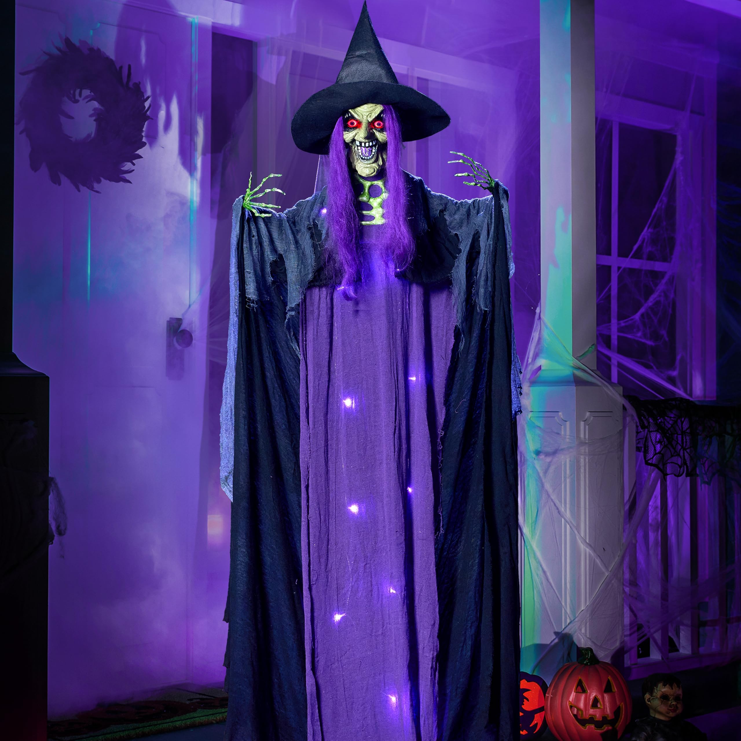 Amazon.com : 71" Animated Halloween Witch with Sound Activation and Red ...