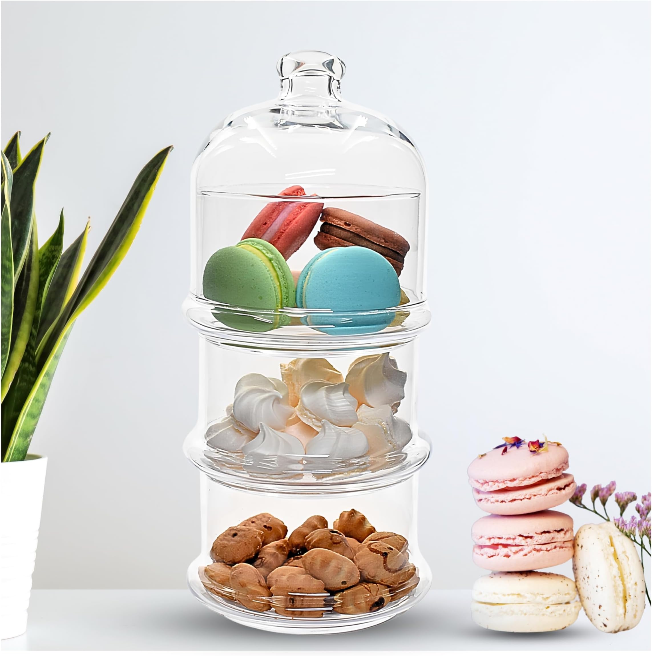 Amazon.com: DOITOOL Glass Storage Jars with Lid, 4-Tier Stackable ...