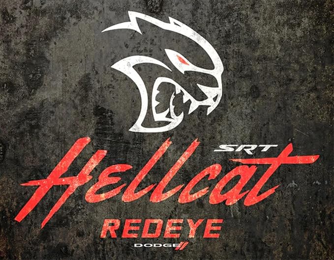 Amazon.com: Dodge SRT Hellcat Redeye Logo Metal Wall Sign with Rhombus ...