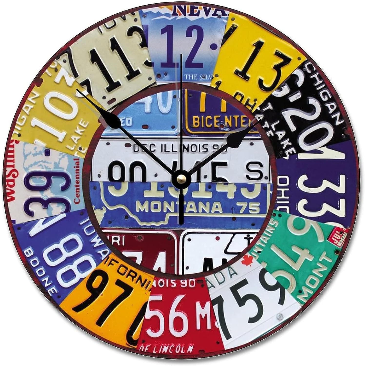 Amazon.com: ArogGeld License Plate Wall Clock Vintage Numbers Car Tag ...