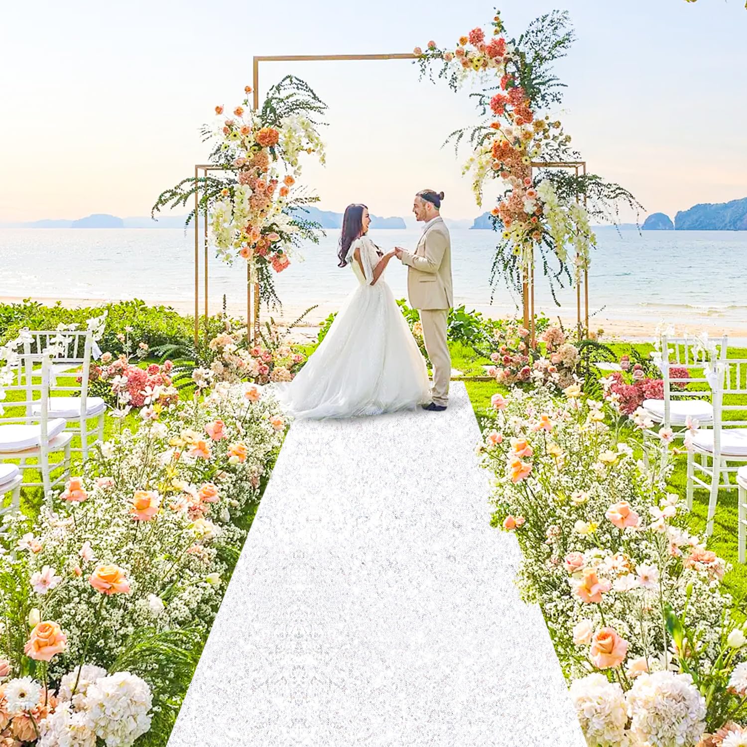 Snapklik.com : White Aisle Runner 2FTx15FT Shiny Sequin Aisle Runner ...