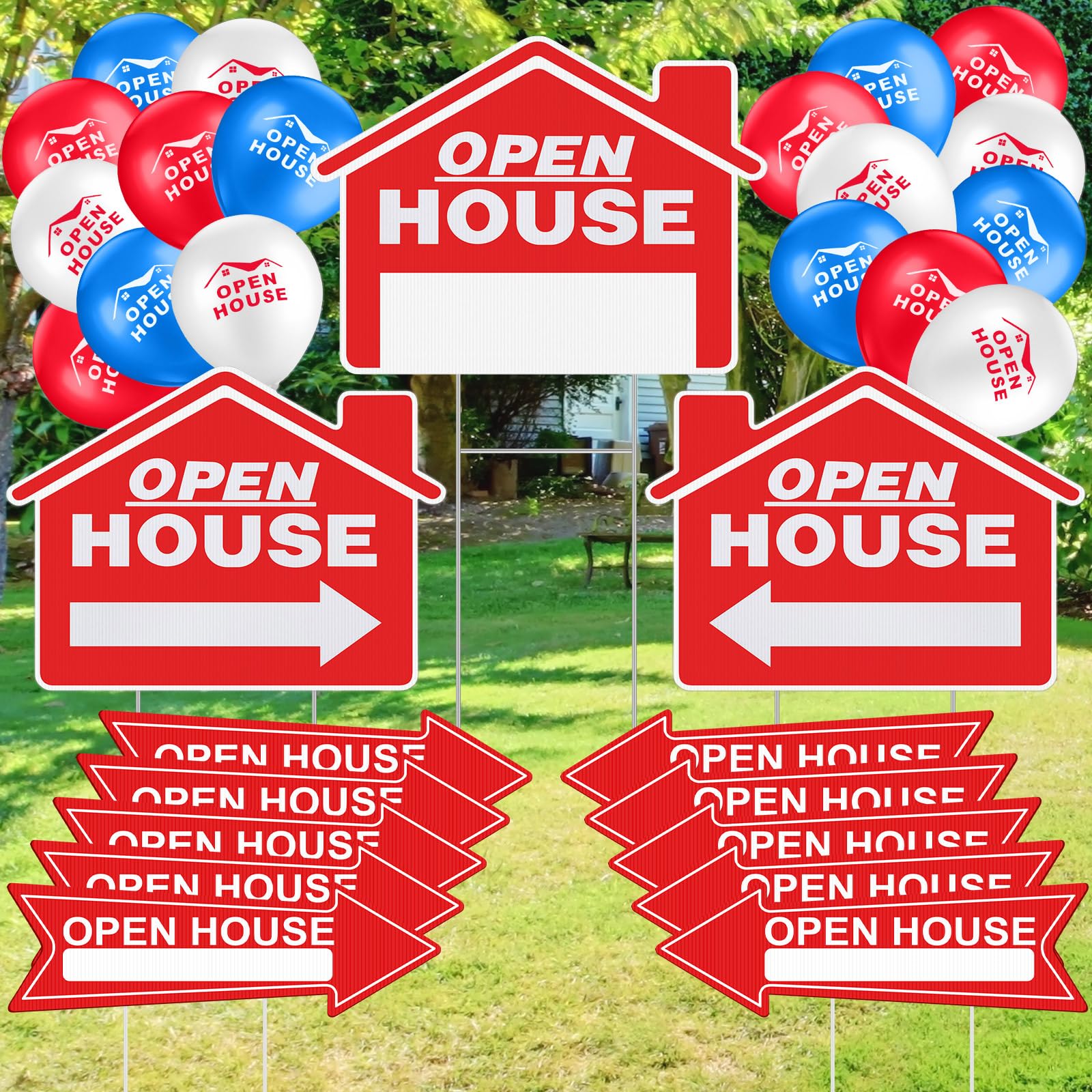 Amazon.com: Pinkunn 43 Pcs Open House Signs Set 3 Pcs 12 x 16 Inches ...