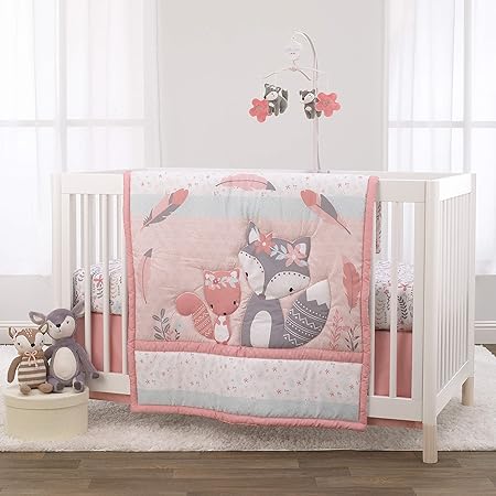 Amazon.com: The Peanutshell Pink Floral Crib Bedding Set for Baby Girls ...