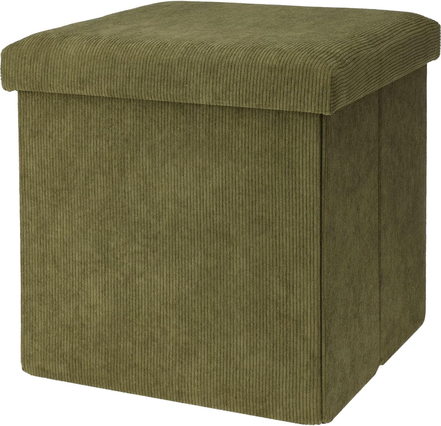 Carousel Home Sage Green Corduroy Fabric Pouffe Storage Footstool ...