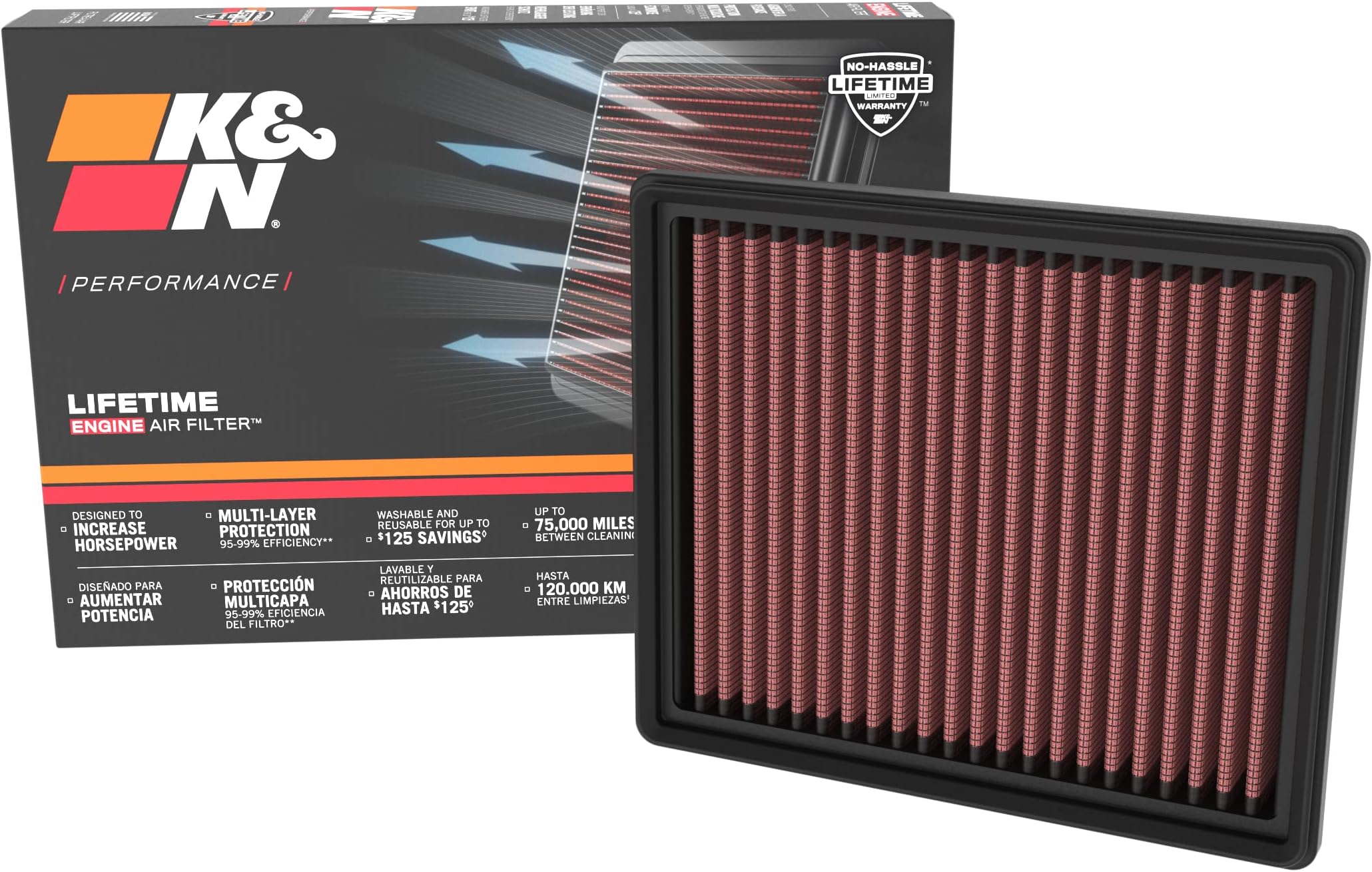 K&N Engine Air Filter: High Performance, Premium, Washable, Replacement ...