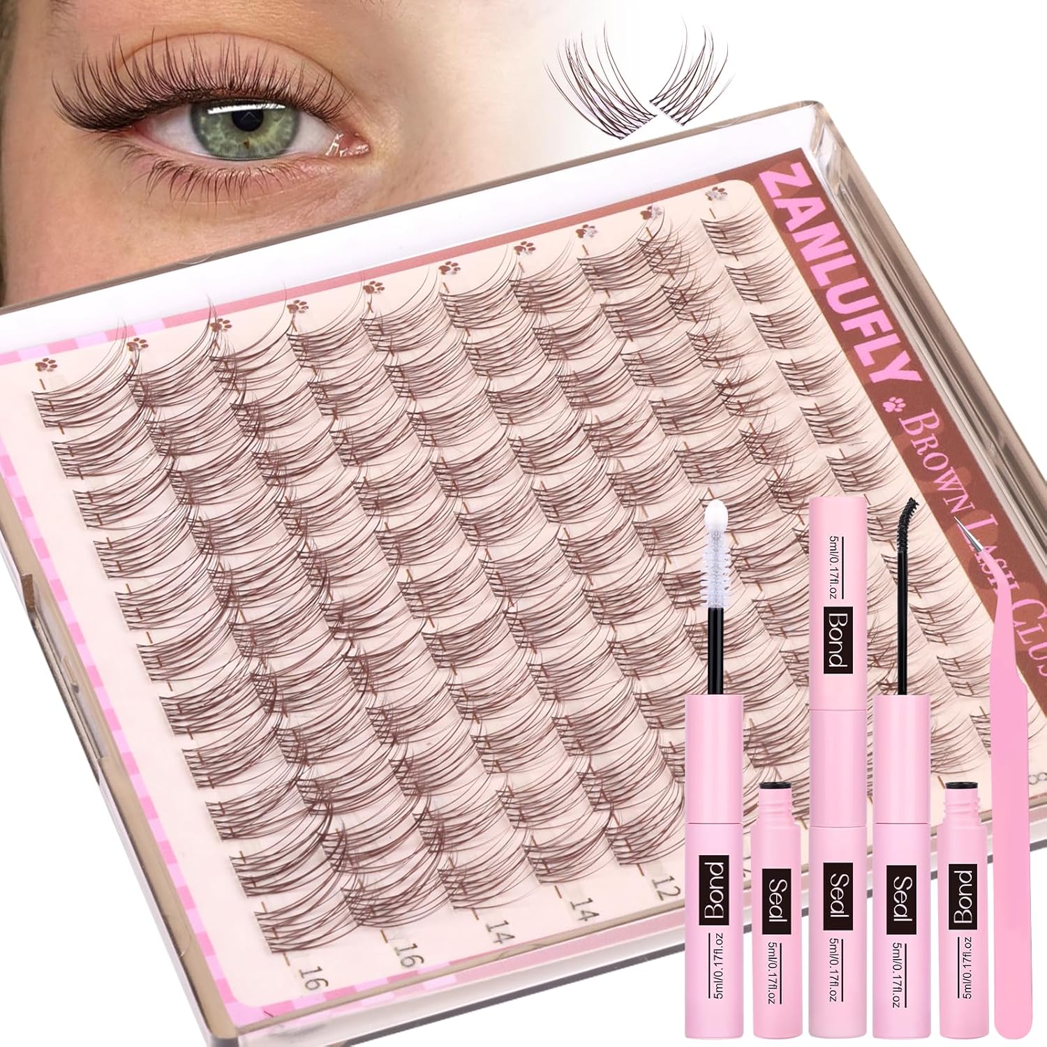 Amazon.com: Brown Lash Clusters Kit Natural Dark Brown Eyelash Clusters ...