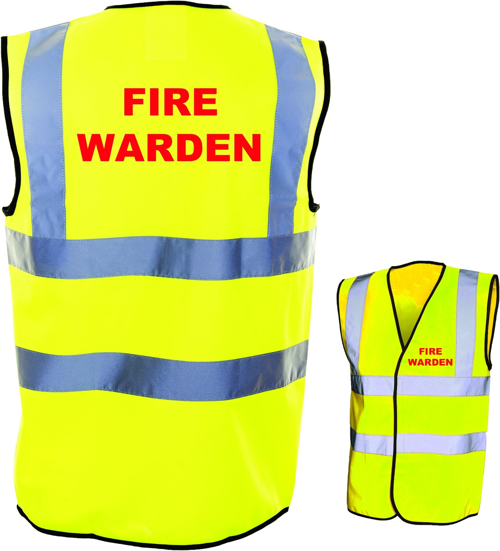 FIRE WARDEN HI VIZ VIS WAISTCOAT VEST TABARD JACKET MARSHAL SAFETY WORK ...