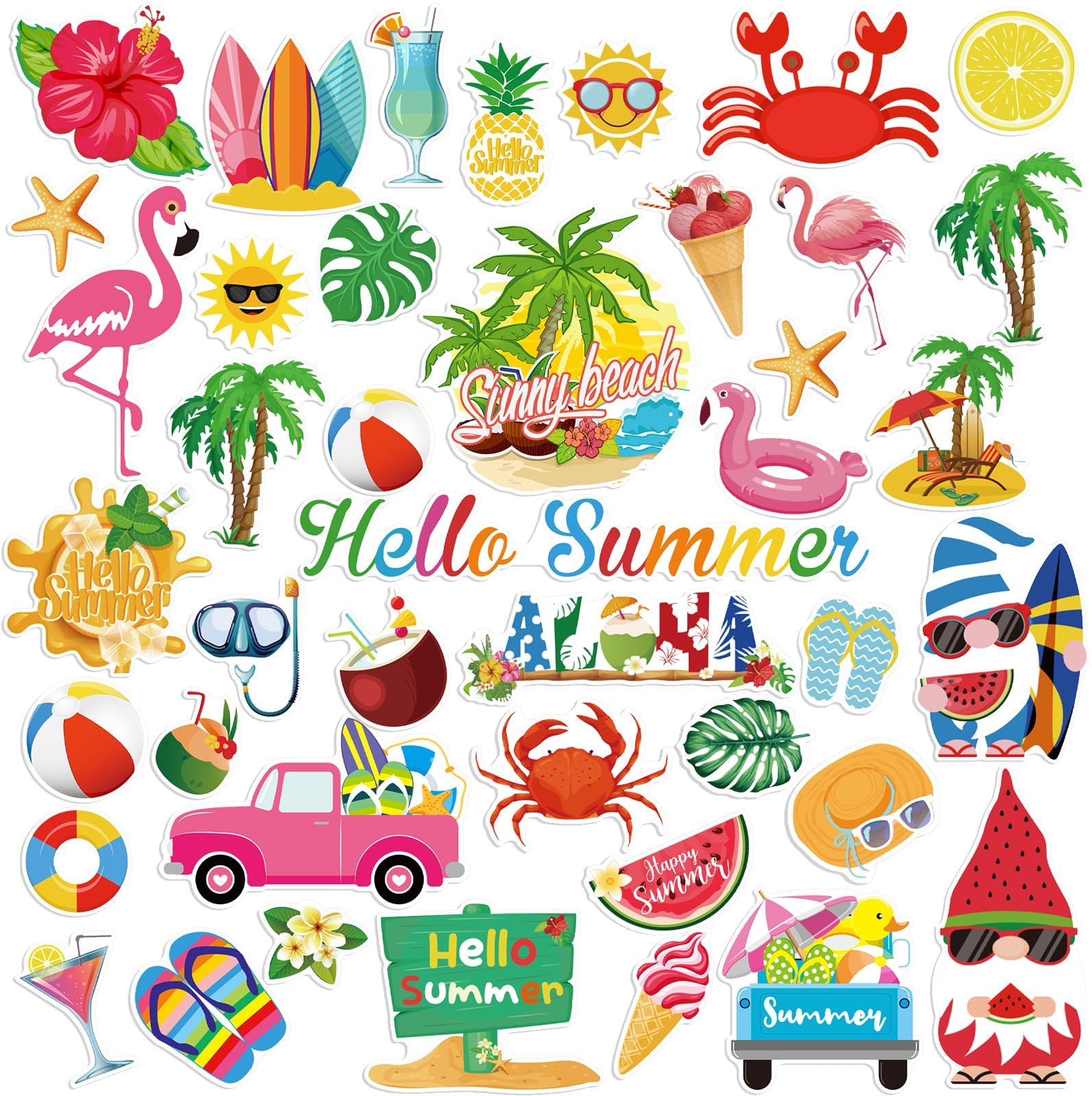 Amazon.com: 42 Pcs Summer Thick Gel Clings Hawaiian Tropic Window Gel ...