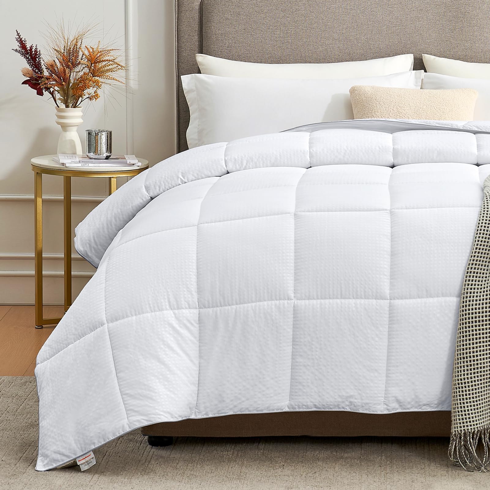 Amazon.com: MEELUS Lightweight Comforter Duvet Insert White, All Season ...