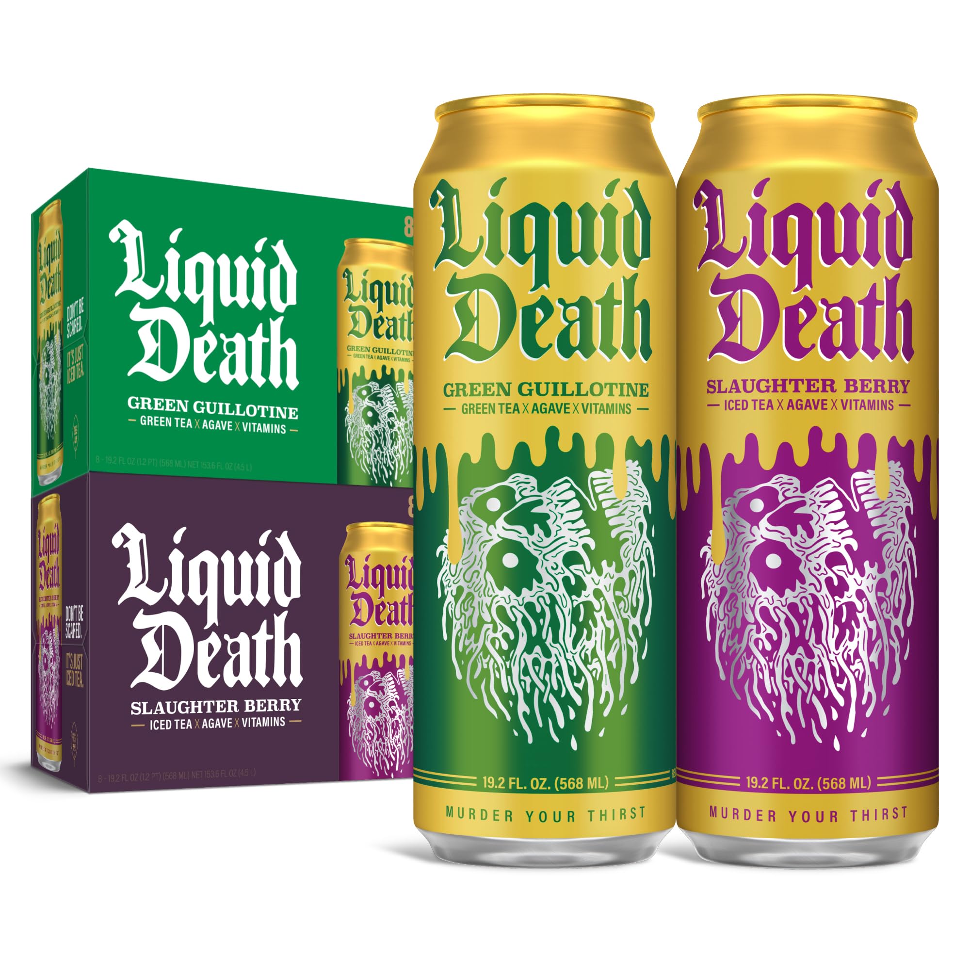 Amazon.com : Liquid Death Green Guillotine & Slaughter Berry Iced Tea ...