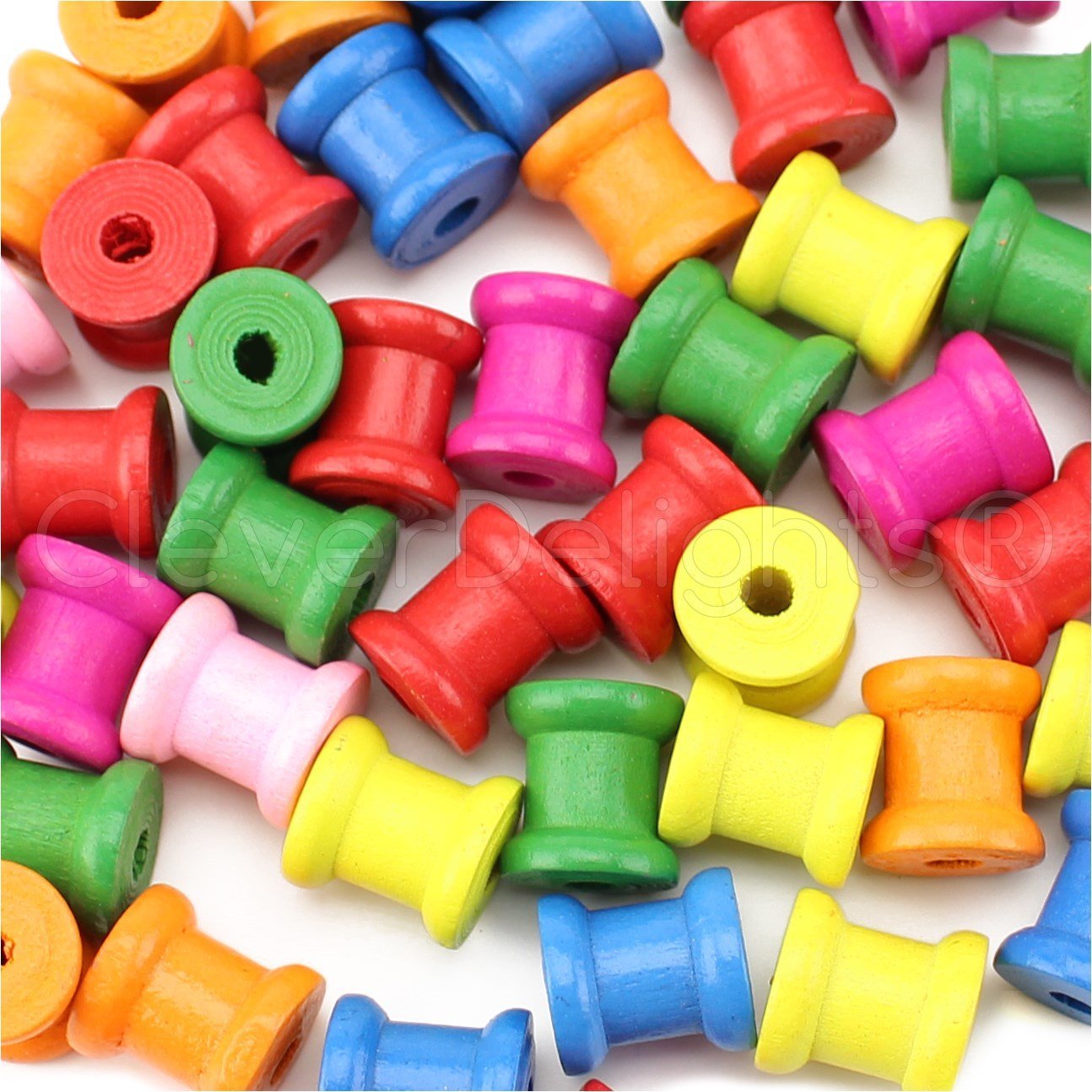 Amazon.com: 50 Pack - CleverDelights 1/2" x 1/2" Dyed Color Wood Spools ...