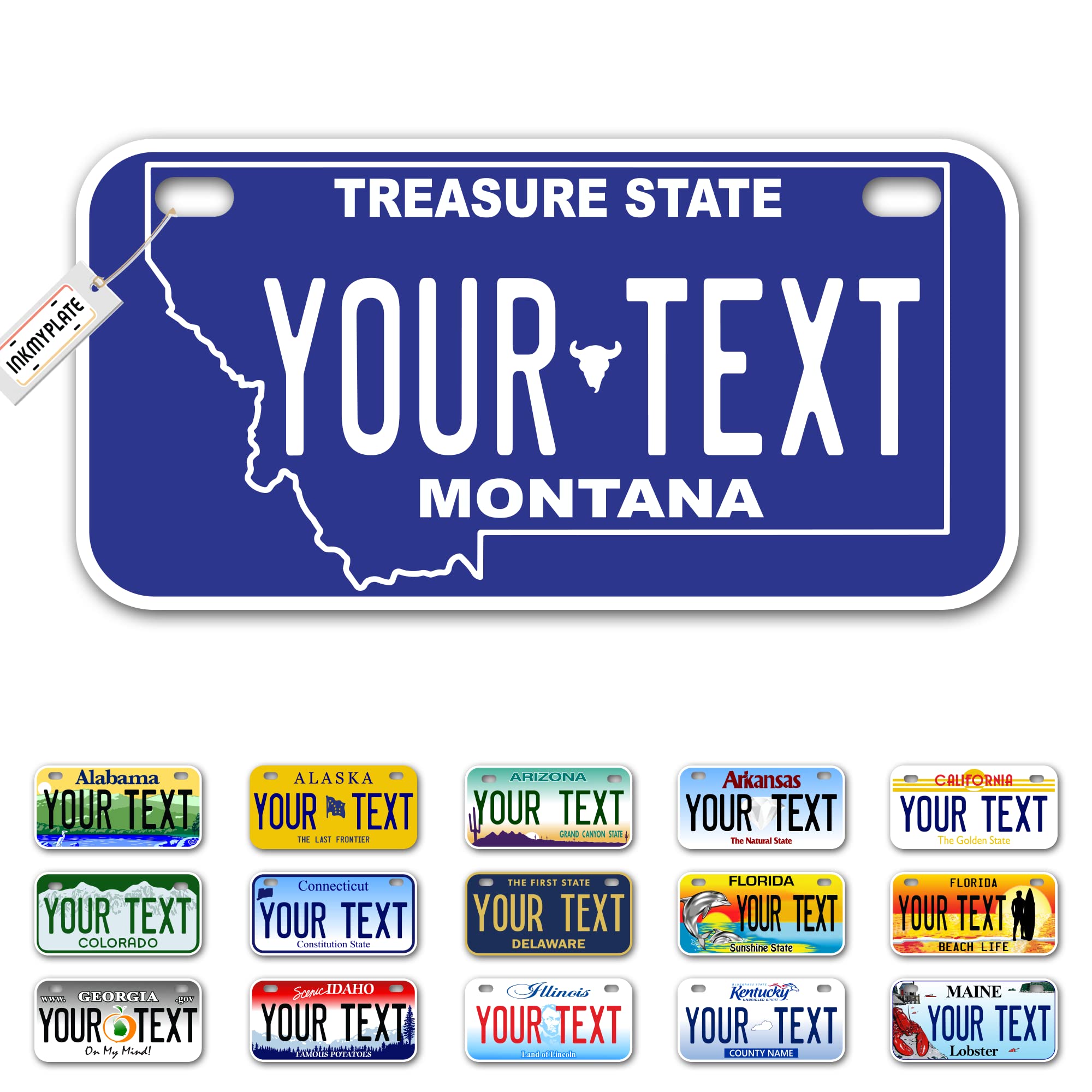 Amazon.com: InkMyPlate Personalized Montana Small License Plate | Bike ...