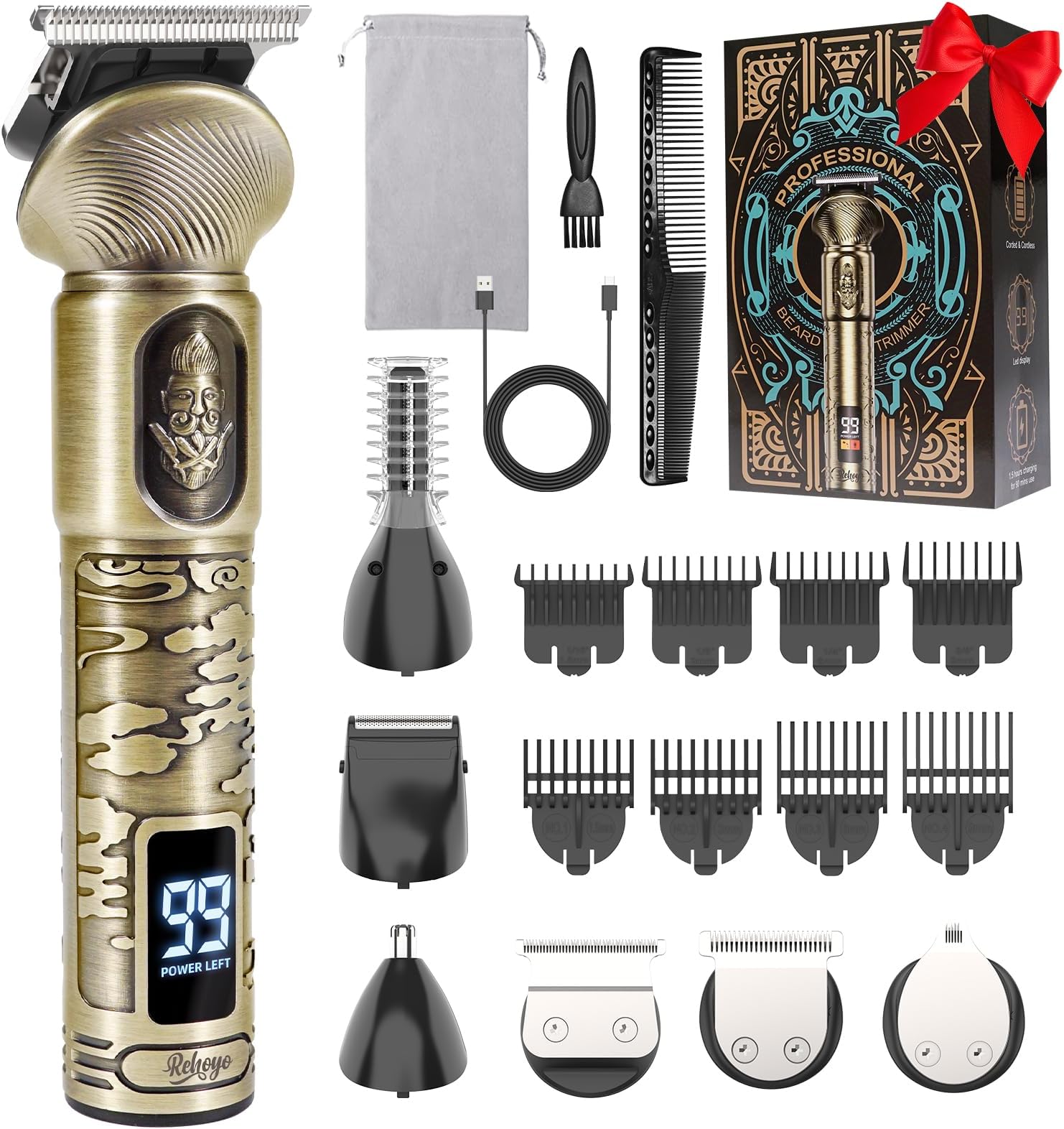 Amazon.com: REHOYO Beard Trimmer for Men, Waterproof Cordless Hair ...