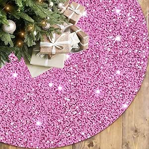 Amazon.com: FOTSHARER Pink Tree Skirt Vintage Velvet Christmas Tree ...