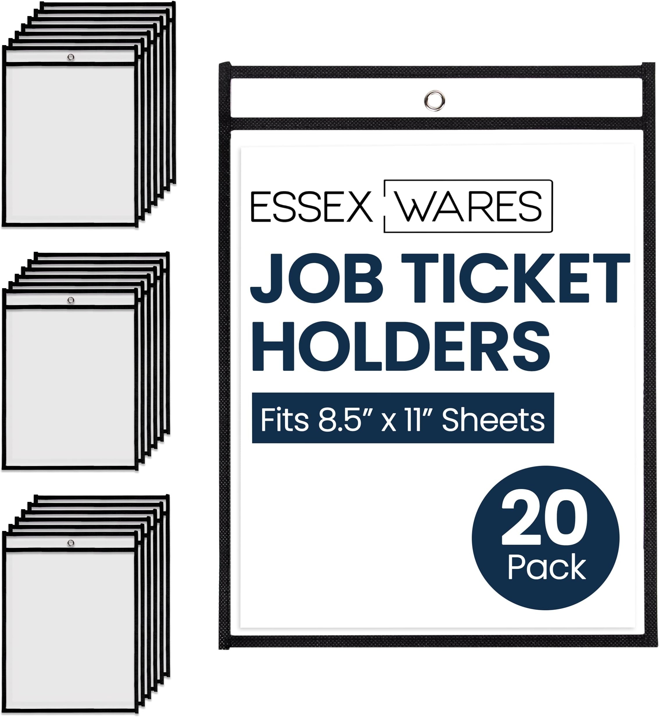 Amazon.com : Essex Wares - 20 Pack, Black, Job Ticket Holders, 10" Wide ...
