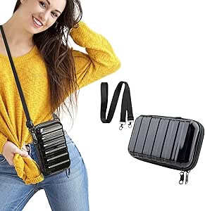 Amazon.com: AUEAR, Black Hard Shell Cosmetics Case Carrying Bag for ...