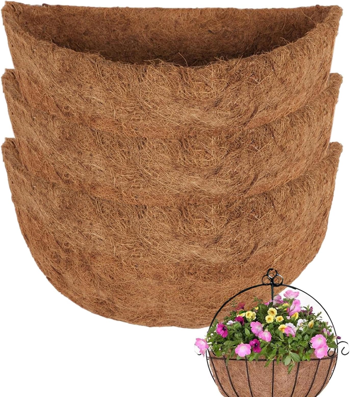 hanging basket liners 12/14/16 inch half moon, half basket liner, Felt ...