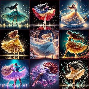 KEYRANKE 9 Pack Disney Diamond Art Kits Adults Kids, Princess Diamond ...