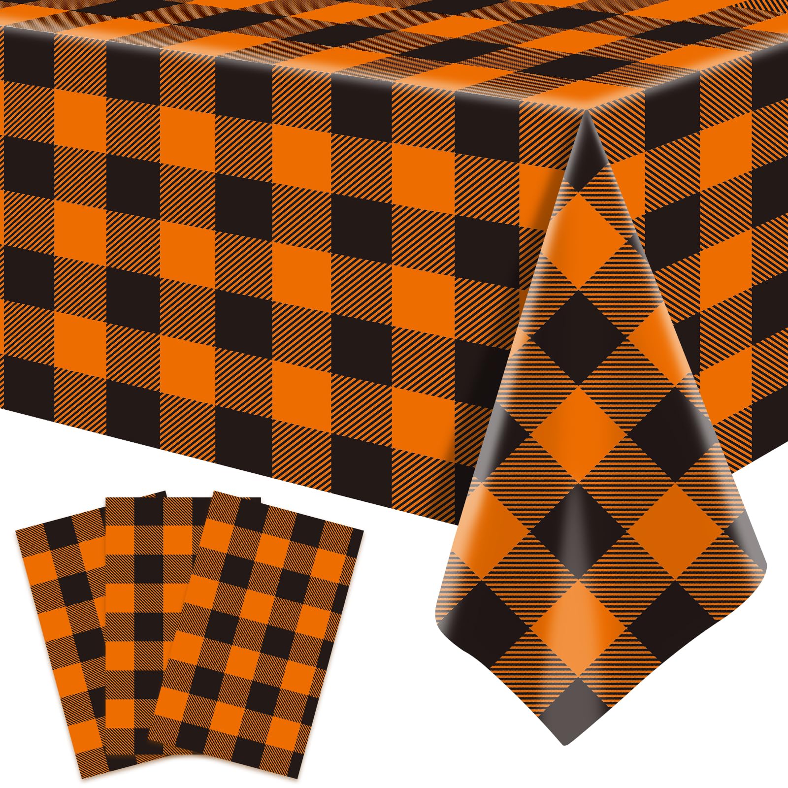Amazon.com: 3-Piece 54 x 108 Inch Orange and Black Checkered Plastic ...