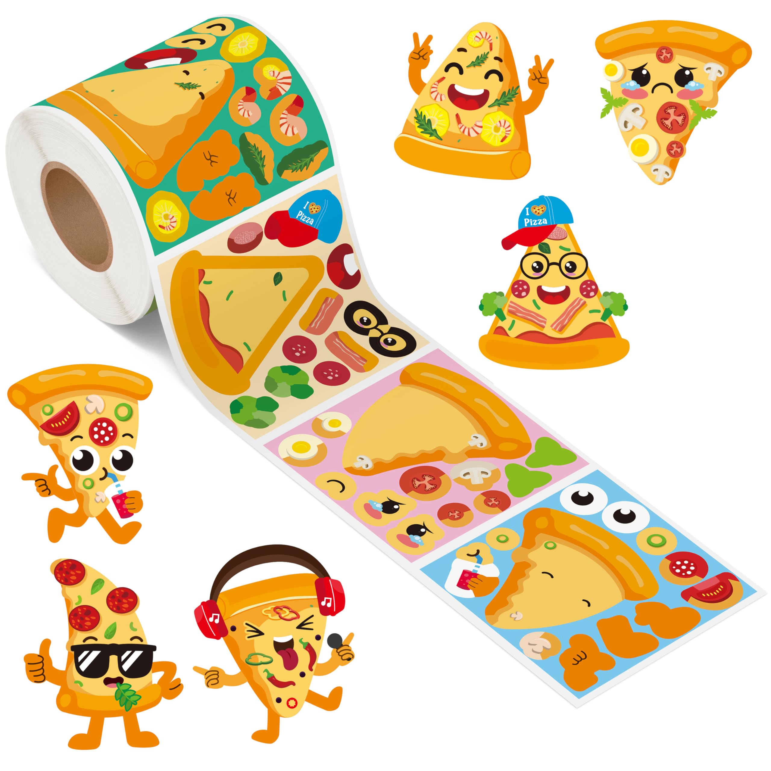 Amazon.com: Haooryx 300pcs Make A Cartoon Pizza Scene Sticker Rolls ...