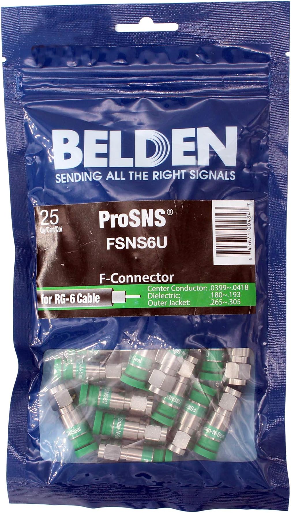 Amazon.com: Belden FSNS6U ProSNS Universal F Connectors for RG6/RG6Q ...