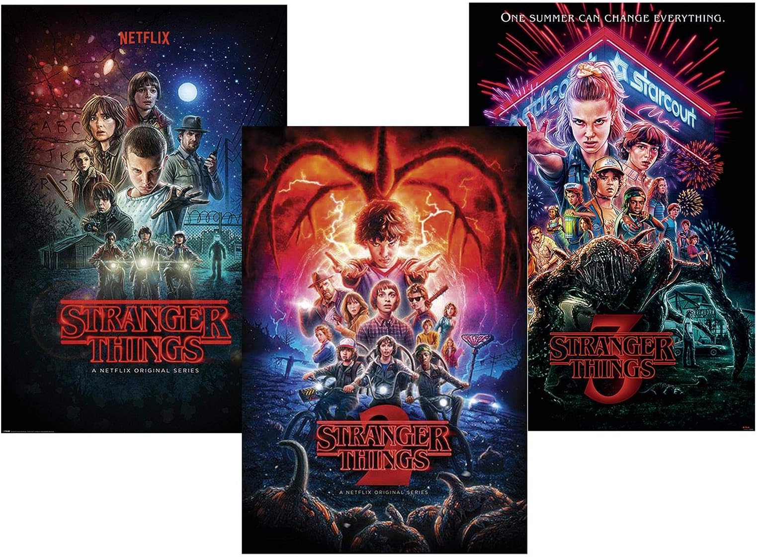 Close Up Set de 3 Posters Stranger Things - Saison 1, 2 et 3 (61cm x 91 ...