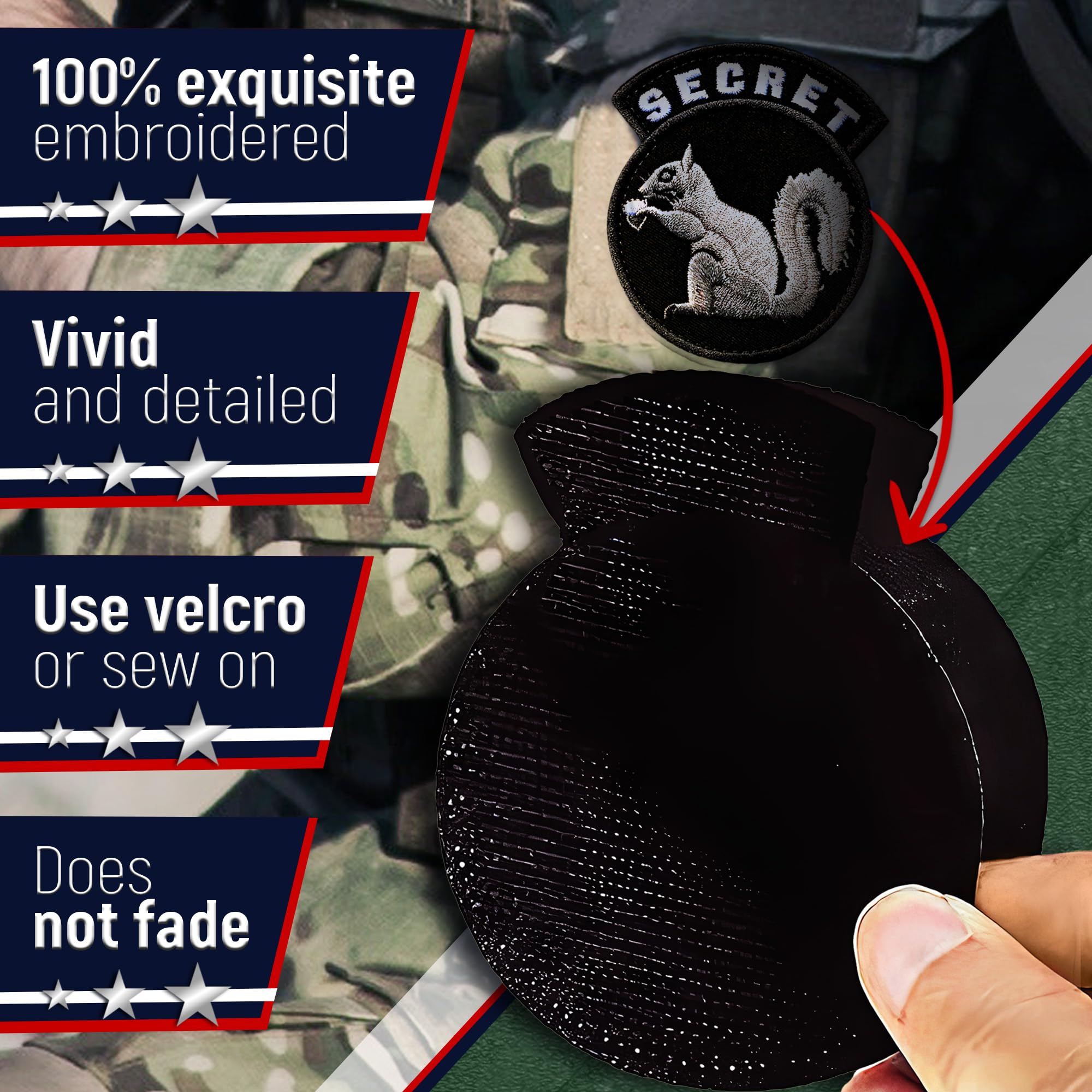 Snapklik.com : Squirrel Velcro Patch Police Backpack Hook - Swat Badge Iron On Patch Military ...