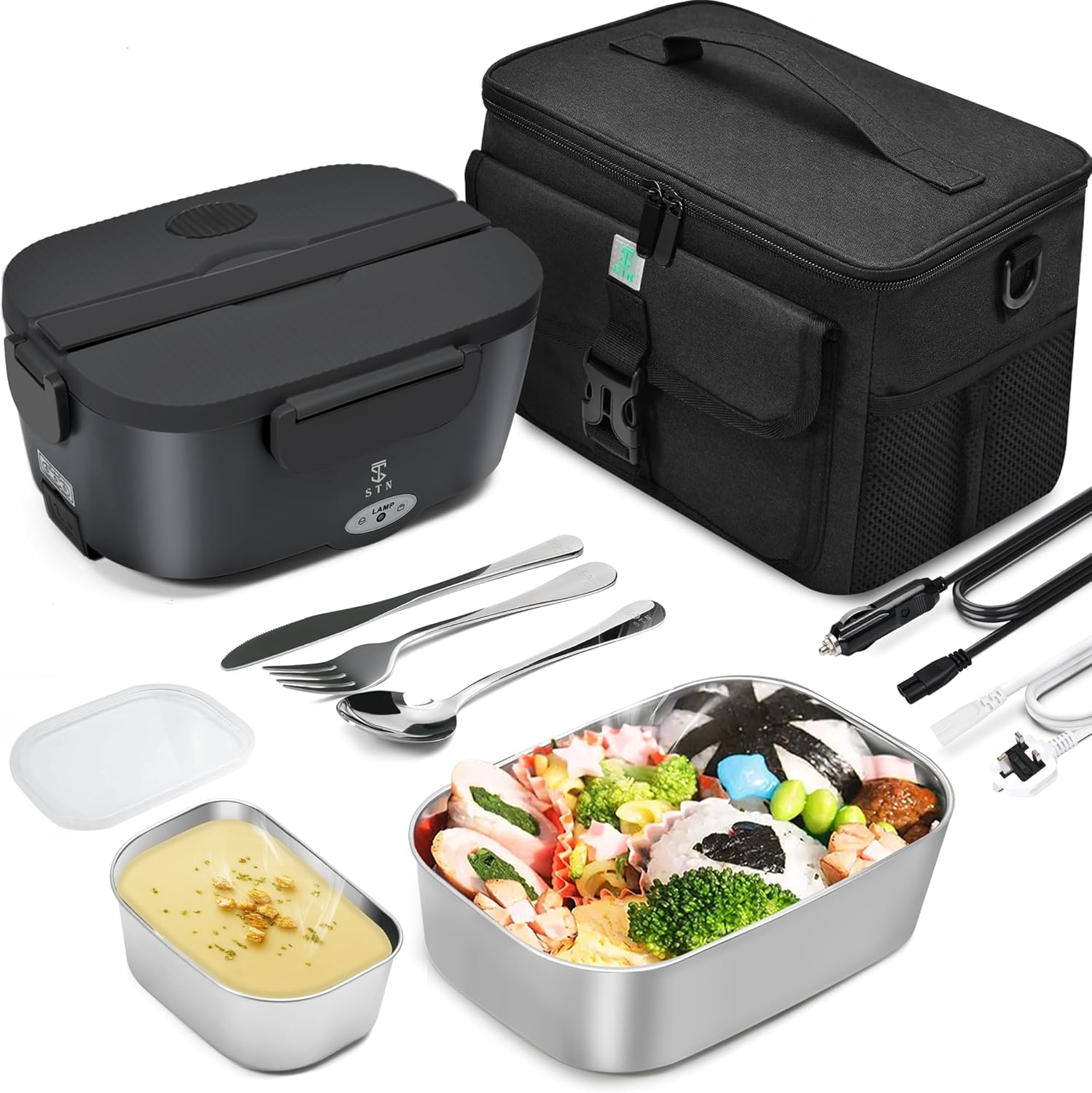 STN Electric Lunch Box Food Heater,Efficient Heated Lunch Box Set with ...