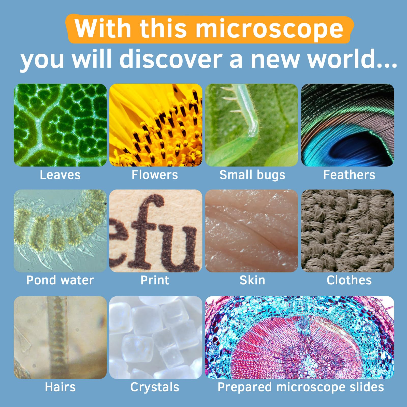 Snapklik.com : LAKWAR Pocket Microscope For Kids Adults, 60x-120x ...