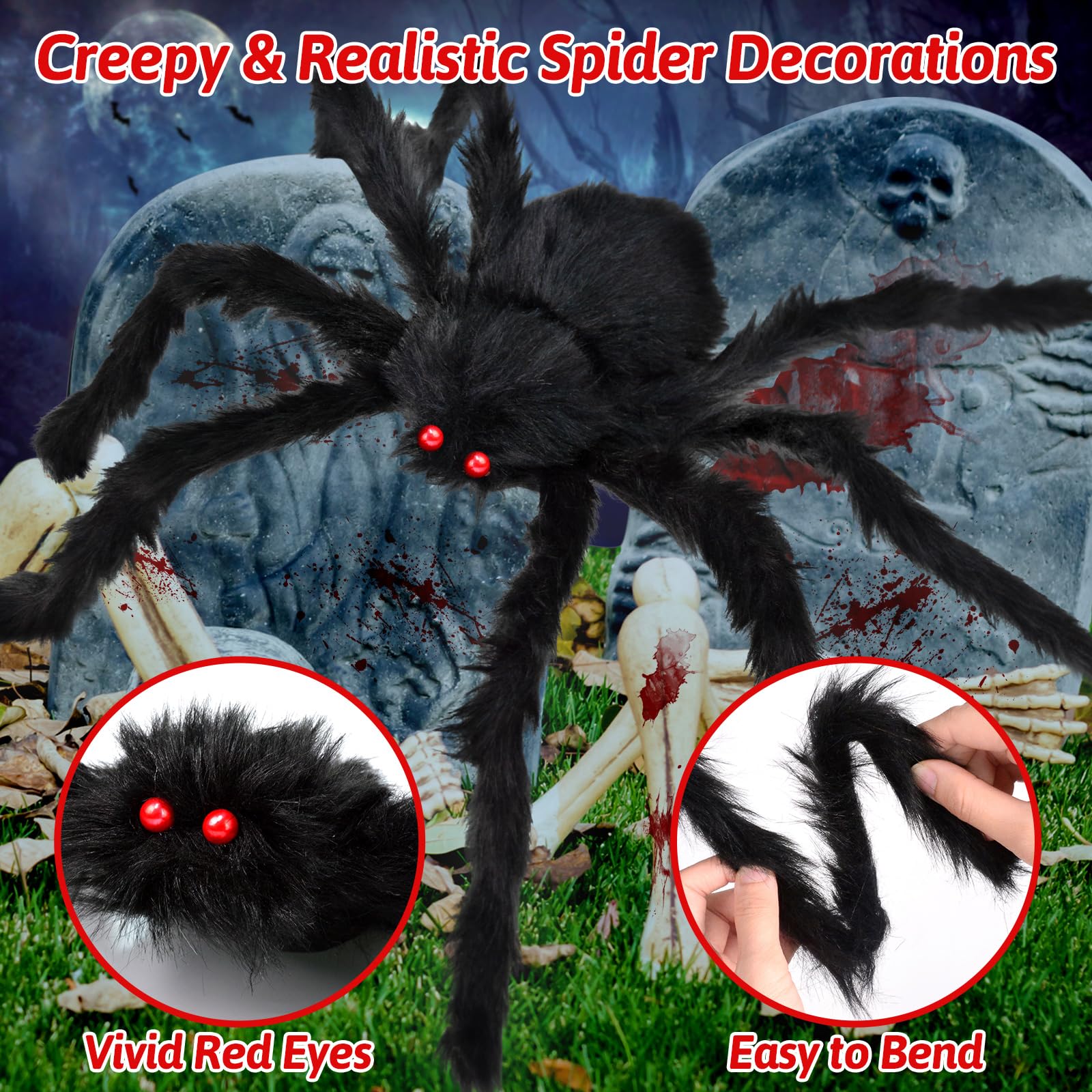 Snapklik.com : Halloween Spider Decorations 3PCS Giant Spider Huge ...