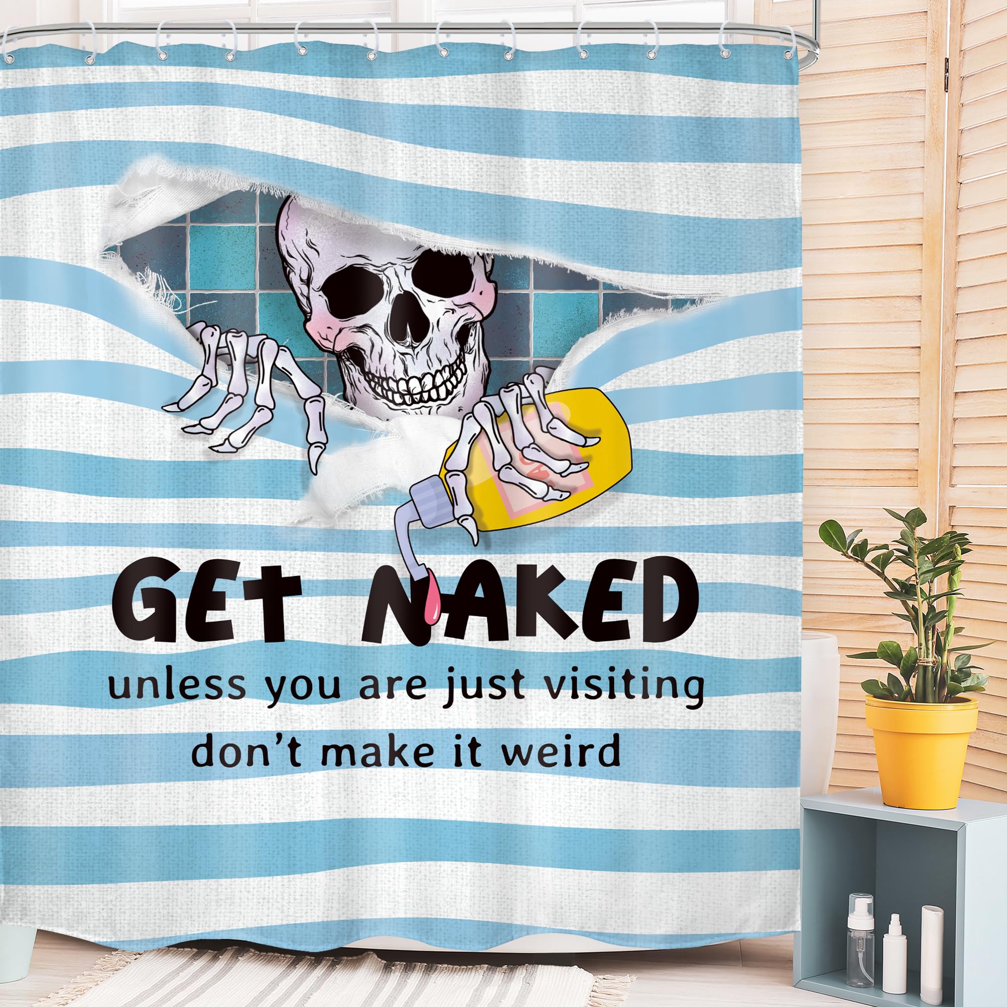Skeleton Shower Memes Shower Curtain Burning Skeleton PIXERS.UK