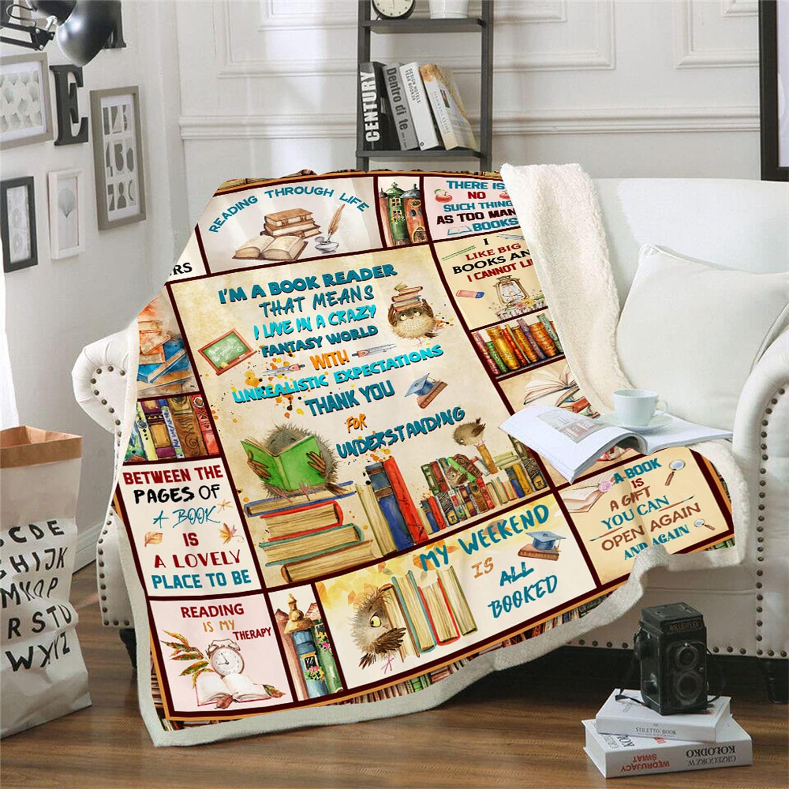 Amazon.com: Book Lovers Gifts Blanket, Book Accessories for Reading ...