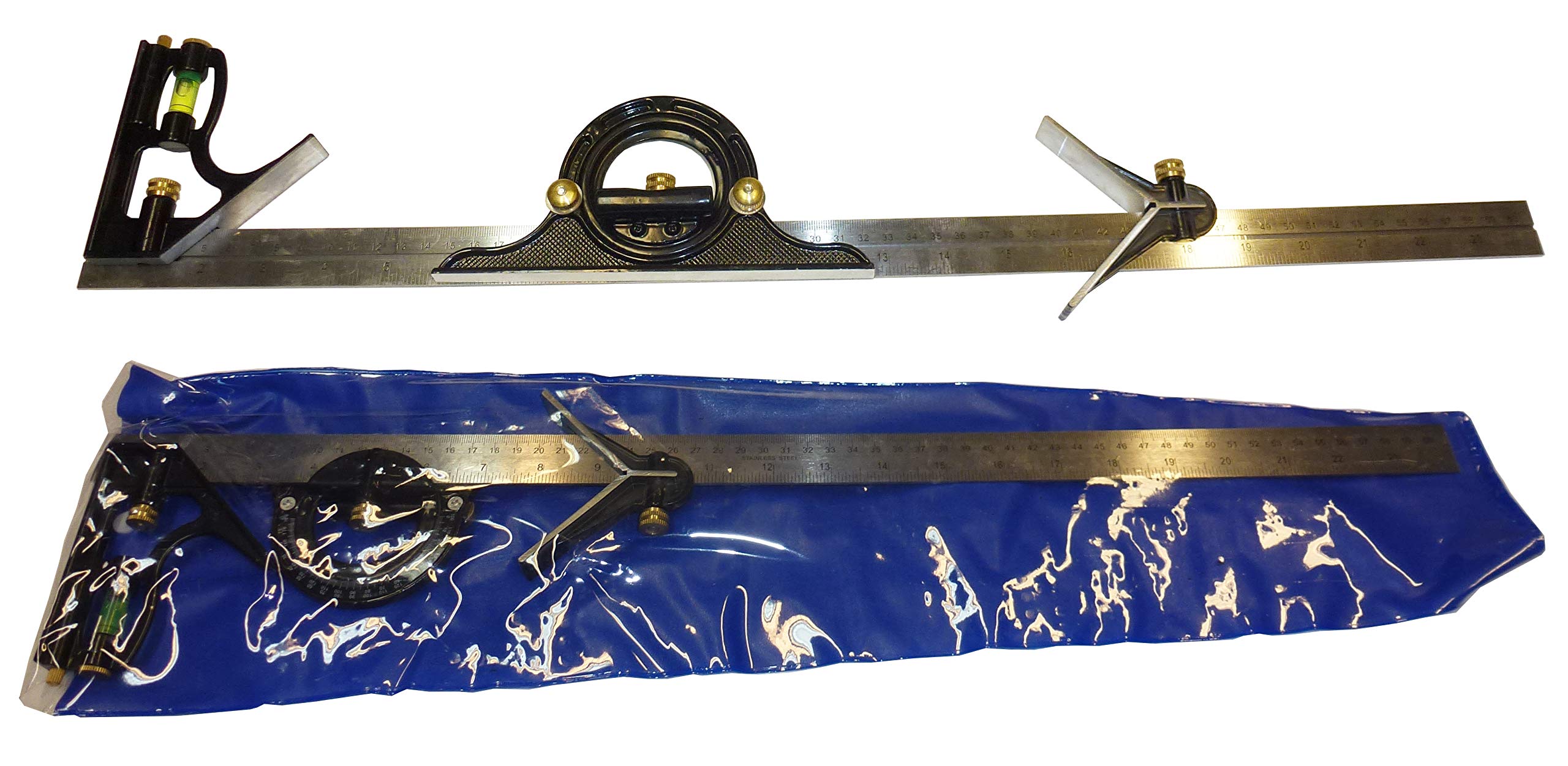 600mm / 24" Stainless Steel Combination Square Ruler Set - Engraved ...