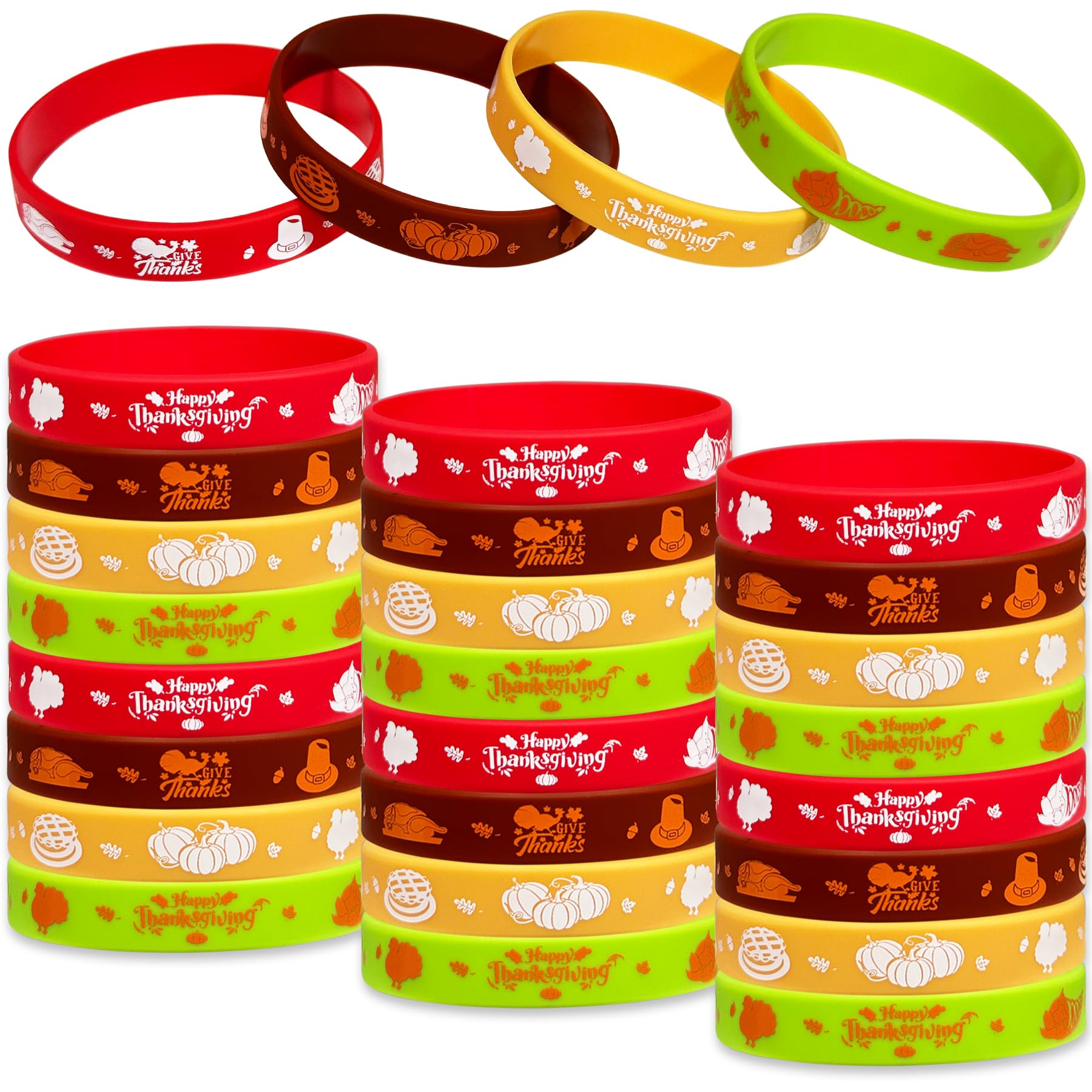 Amazon.com: Happy Thanksgiving Rubber Bracelets Fall Harvest Party ...