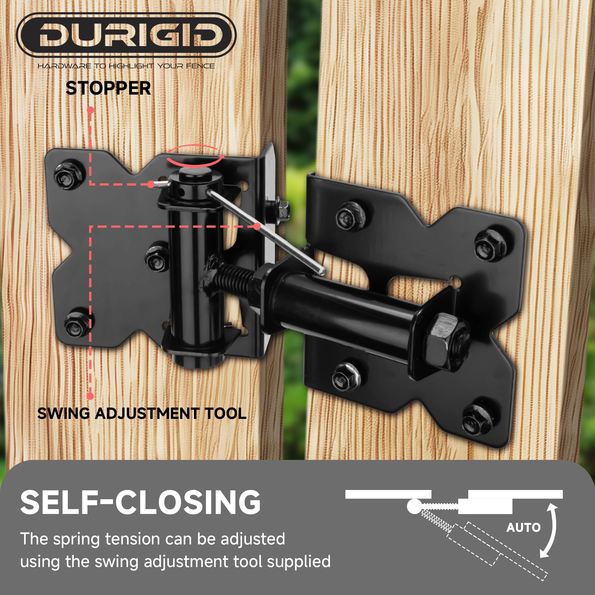 Snapklik.com : DURIGID Automatic Self Closing Gate Hinge For Vinyl