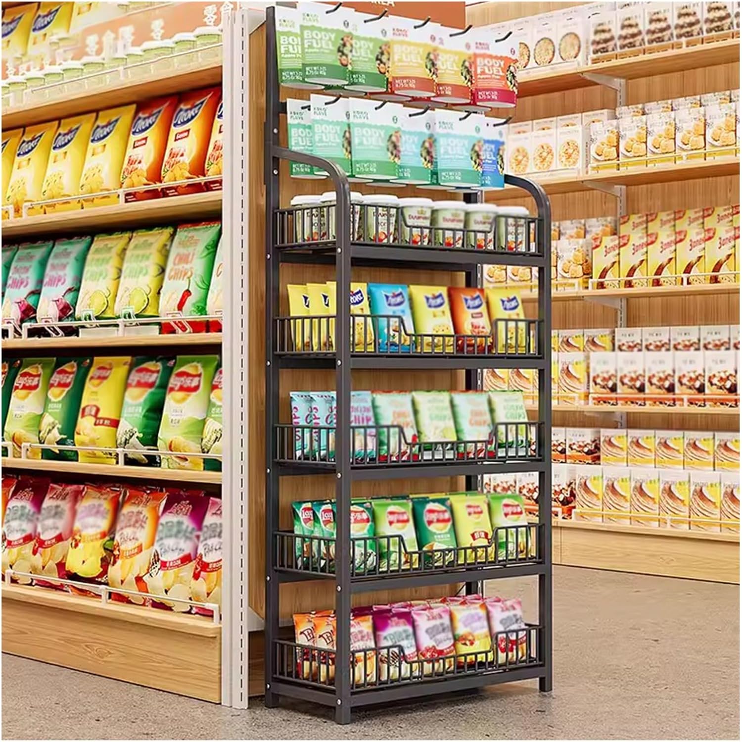 Amazon.com: Supermarket Retail Display Shelf, 5 Tier Freestanding Snack ...