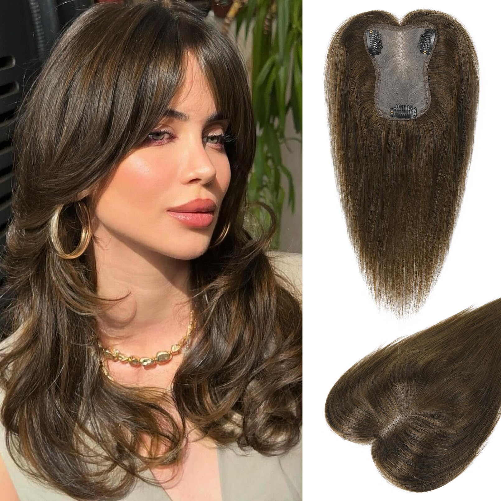 Amazon.com : LONAI Real Human Hair Topper, 10 Inch 100％ Human Hair ...