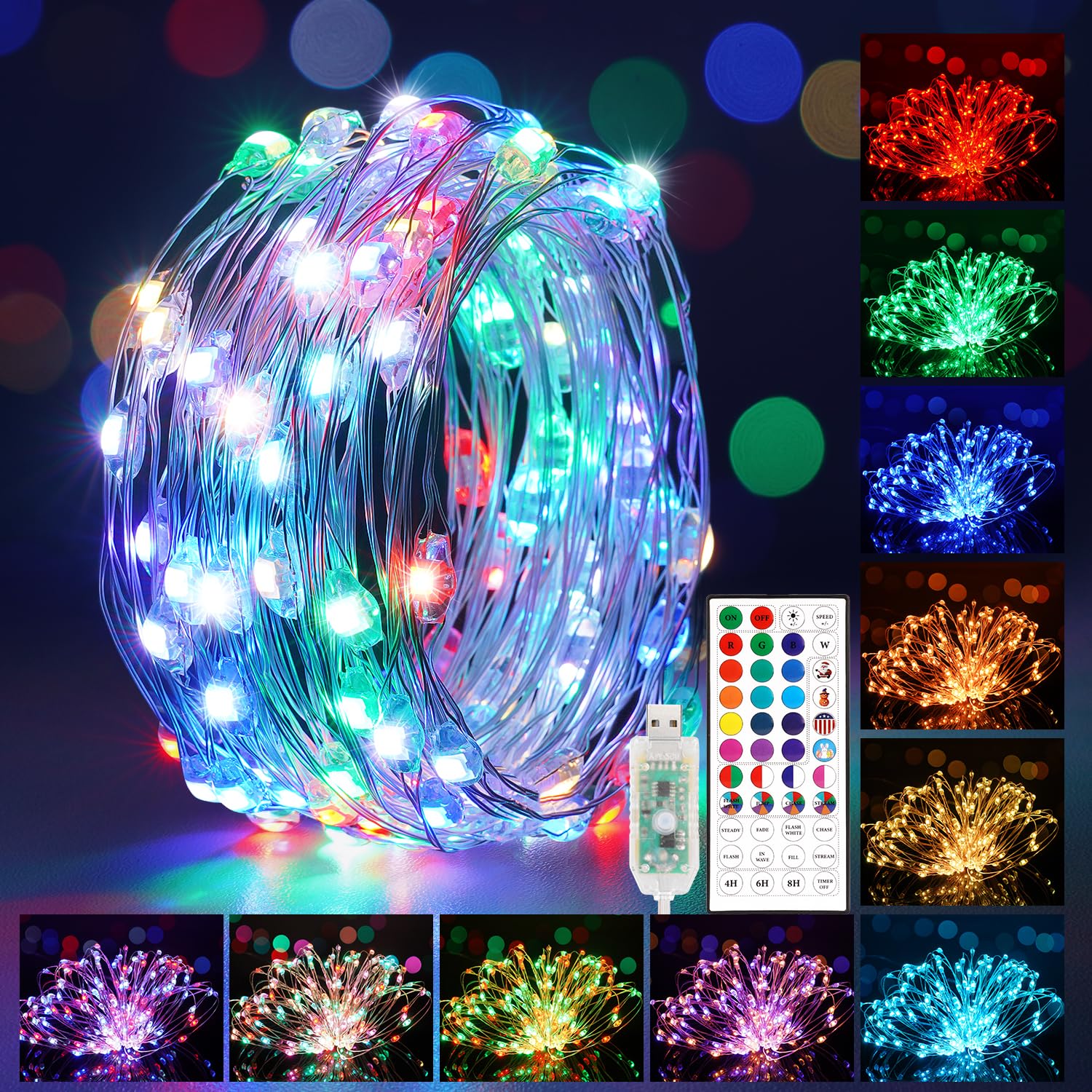 Amazon.com: OMIKA 33Ft Color Changing Fairy Lights, 100LED 24Color ...