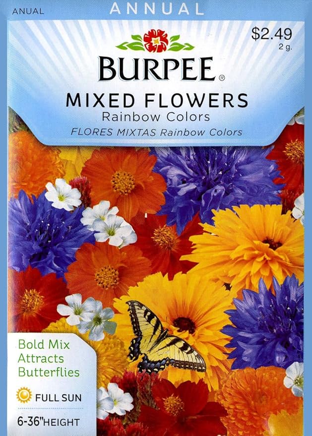 Amazon.com : Burpee Flower Mixed Flowers Rainbow Colors Seed Packet ...